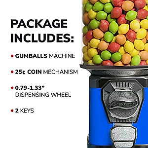 Gumball Machine for Kids - Blue Vending Machine with Cylinder Globe - Bubble Gum Machine for Kids - Home Vending Machine - Coin Gumball Machine - Bubblegum Machine - Gum Ball Machine Without Stand