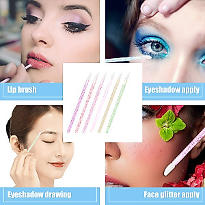 Elisel 100 Pcs Disposable Crystal Lip Brushes Make Up Lip Brushes Lipstick Lip Gloss Wands Eyeshadow Brushes Applicator Tool Makeup Beauty Tool Kits (Pink)
