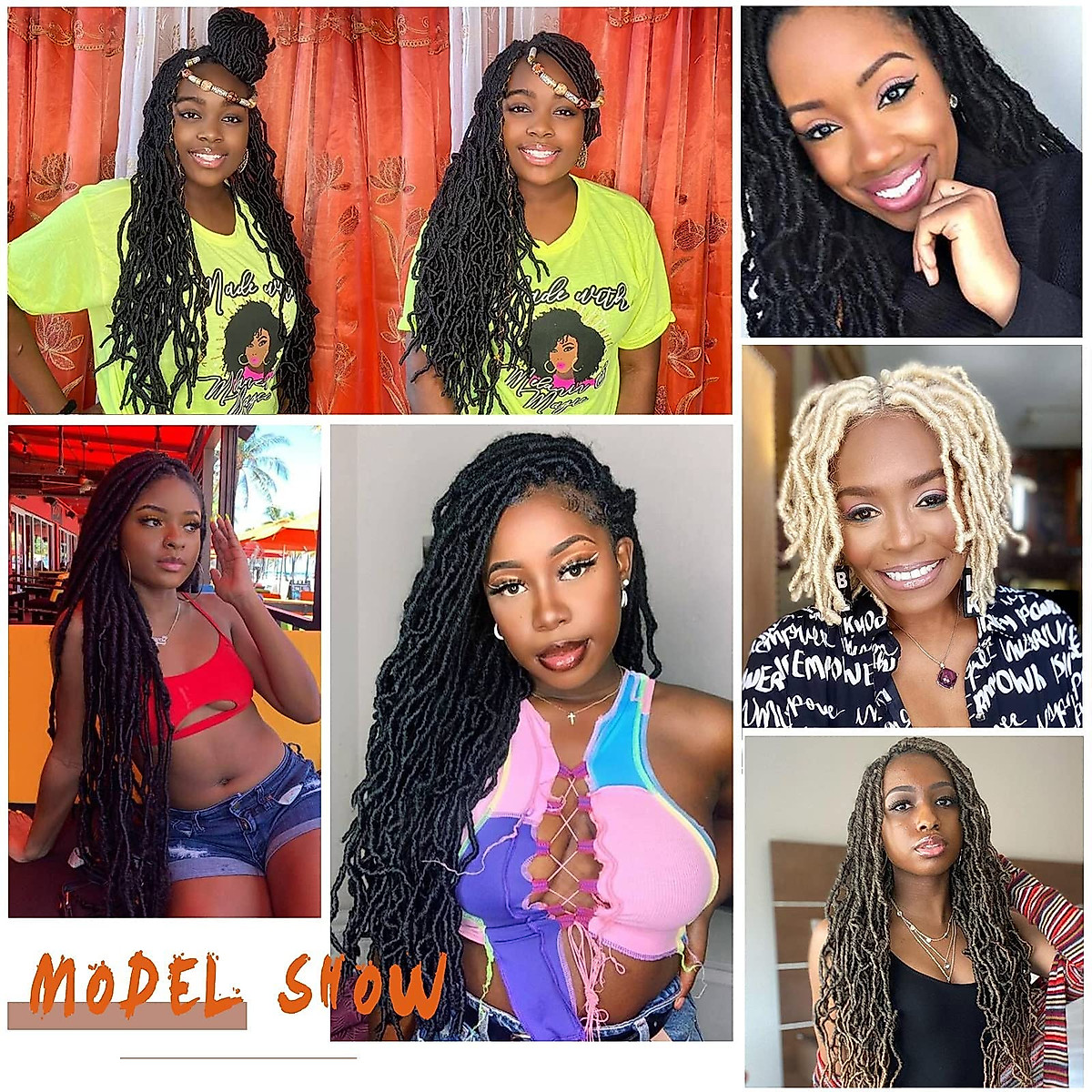 Soft Locs 24 Inch Faux Locs Crochet Hair 6 Packs Pre looped New Crochet Locs Hair Nature Color(24Inch, #1B,)