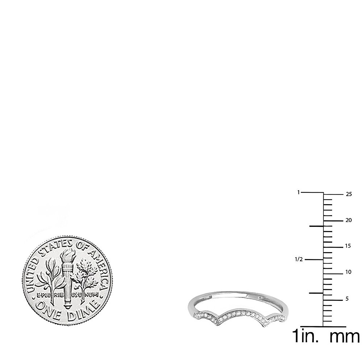 Dazzlingrock Collection 0.10 Carat (ctw) Round White Diamond Stackable Wedding Contour Band in 10K White Gold Size 5