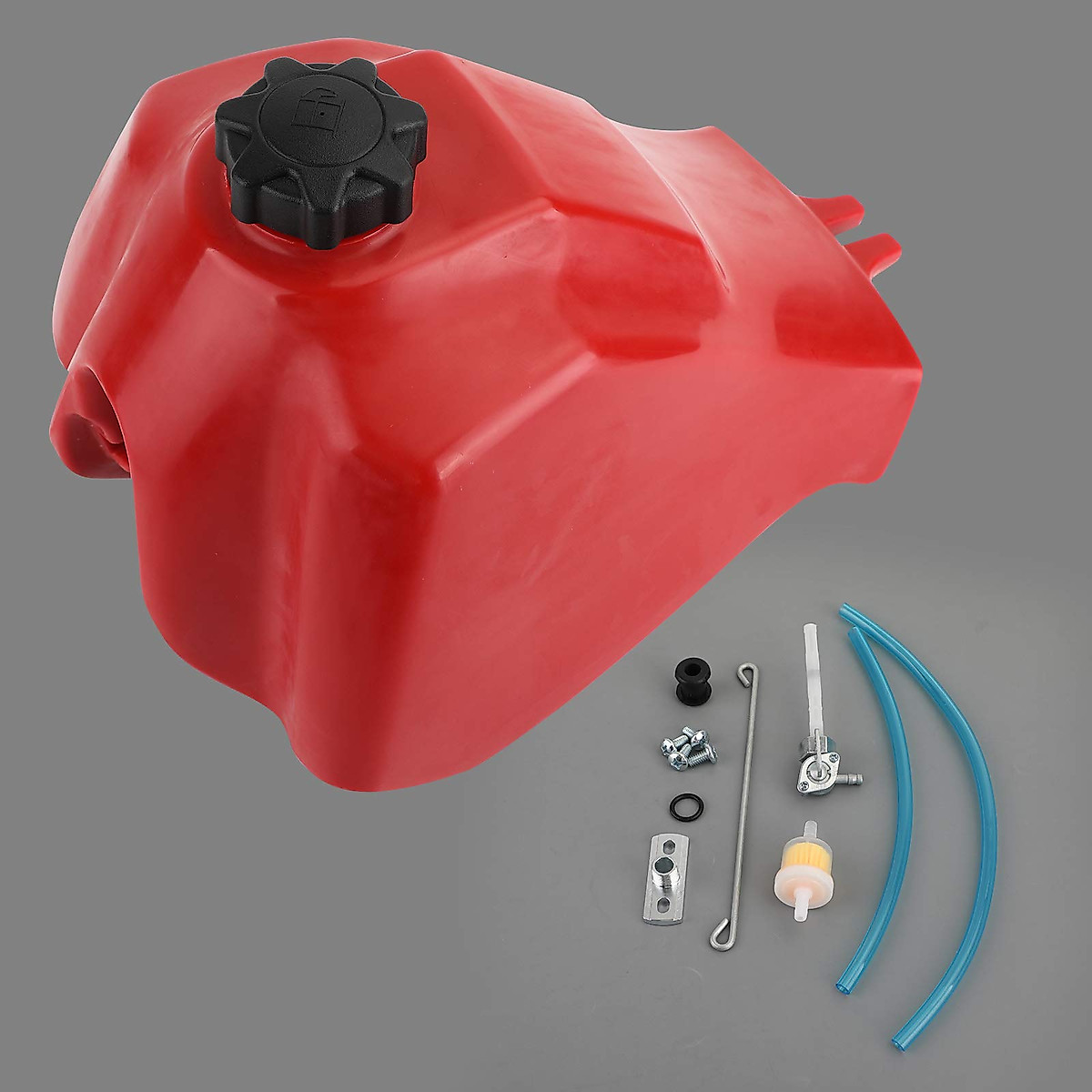 Areyourshop Red Gas Fuel Tank Kit with Switch Valve Petcock & Cap Fit for Honda ATC185/S 1980-1983, ATC200S 1981-1986, TC200E 1982-1983, TC200/M 1981-1985, ATC200ES Big Red 200 1984