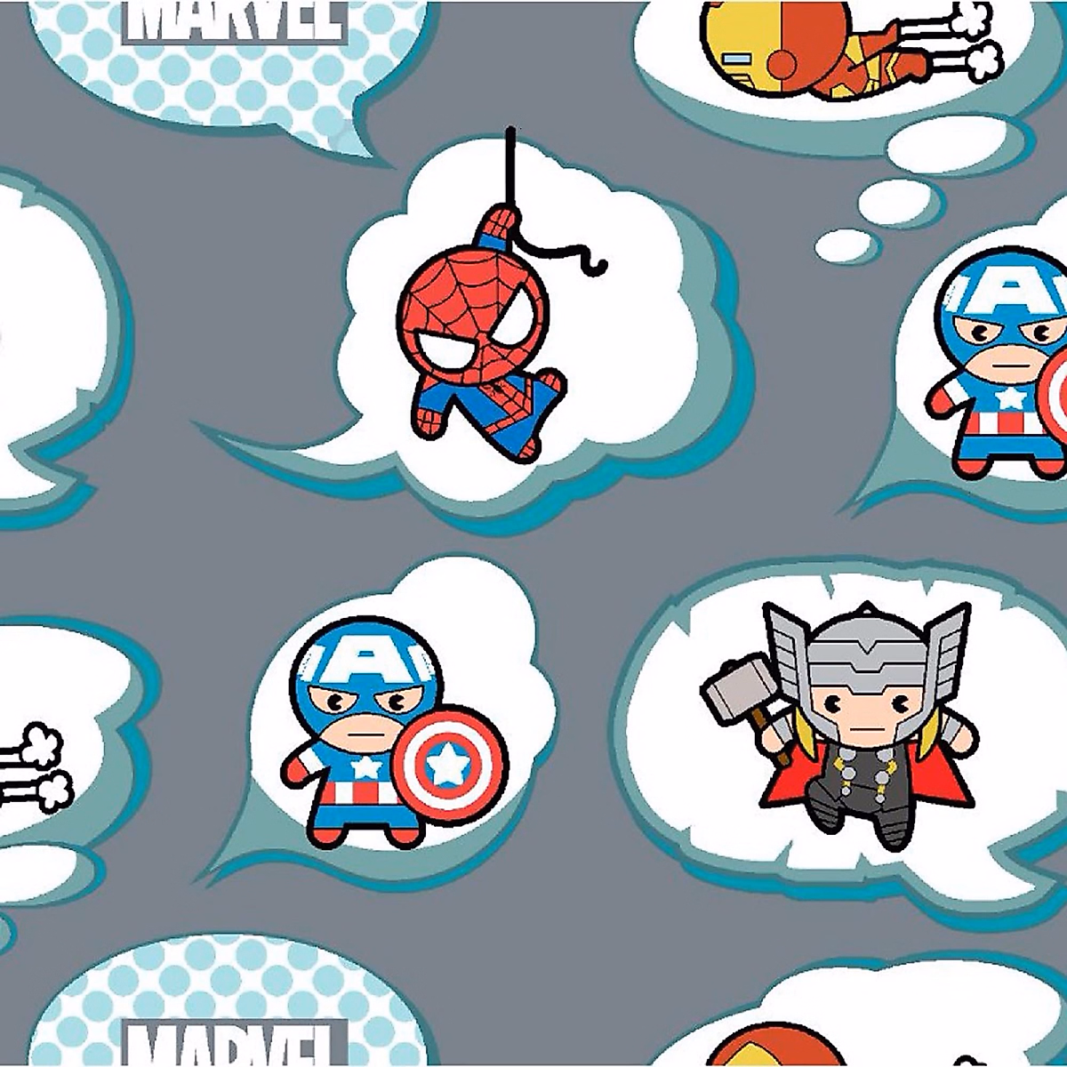 Marvel Avengers Kawaii Retro Pack Children's Nursery Cotton Fabric by The Yard