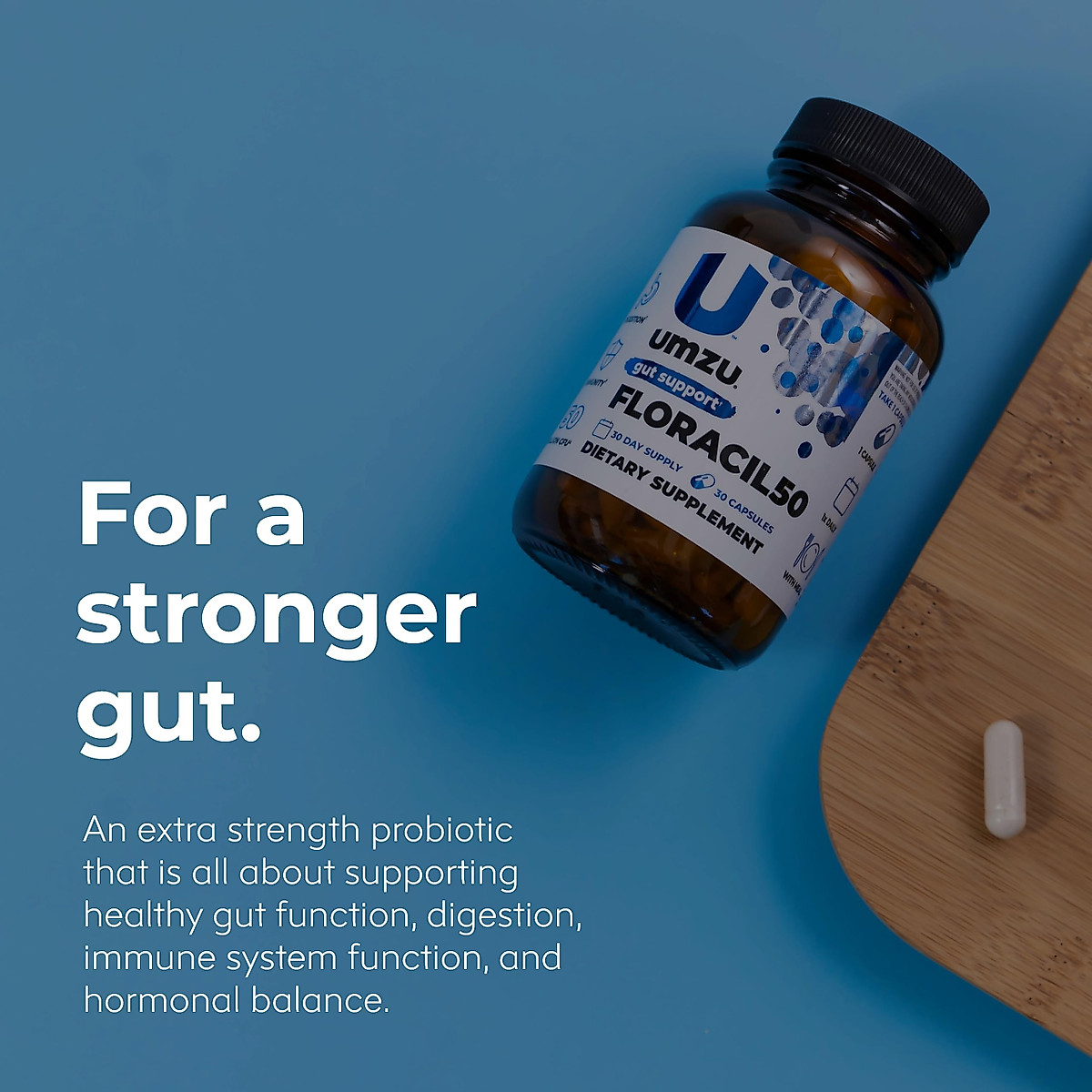 UMZU Floracil50 - 50 Billion CFU - Support Gut Health, Immune System & Digestion - With Lactobacillus reuteri, Lactobacillus rhamnosus & Bifidobacterium - 30 Day Supply - 30 Capsules