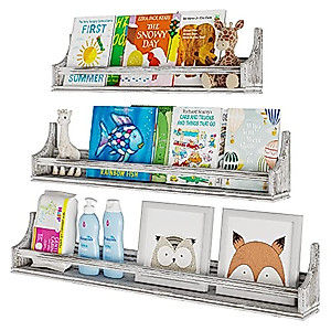 brightmaison Angel 36"-30"-24" Nursery Books Shelves Wall, Kids Bookshelf for Wall, Wall Book Shelf Organizer for Kids, Floating Shelves for Wall Decor, Burnt White, Set of 3