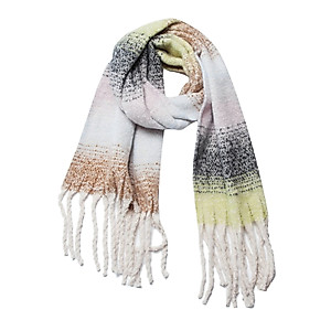 Lady Unisex Winter Fashion Thick Scarves Casual Shawl Warm Long Scarf Tassel Scarf Colorful Scarves (H, One Size)