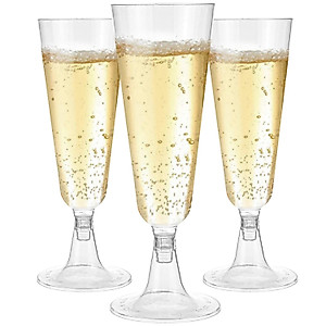Hedume 100 Pack Champagne Flutes, 5oz Disposable Clear Plastic Champagne Glasses, Toasting Flute Set for Mimosas, Bloody Mary's, Wine Glasses, Sodas, Cocktail Cups, Parfaits, Sundaes etc