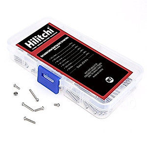 Hilitchi 500-Piece M2 M3 Hex Socket Button Head Cap Bolts Screws Nuts Assortment Kit Stainless Steel