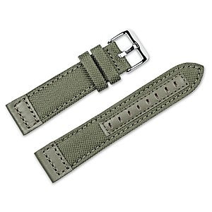 deBeer Nylon Watch Band - Nylon Canvas with Leather Trim - Olive - 22mm