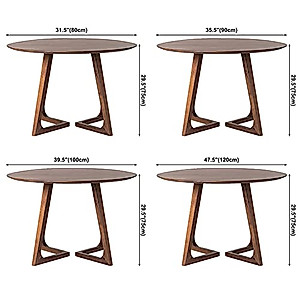 BIGMAII Farmhouse Pine Wood Dining Table, Brown Round Kitchen Table Rustic Solid Wooden Table with Double Pedestal - 31.5"