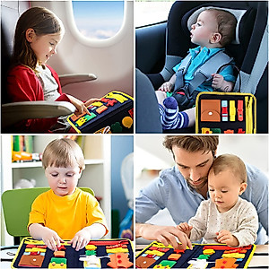QIFUN Busy Board Toddlers, Montessori Toys for 1 2 3 Year Old, Sensory Toys for Toddlers 1-3, Travel Toy for Kids 1-4 Years Old Educational Learning Toys for Babies Develop Basic Skills