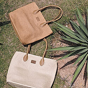 Straw Rattan Women Tote Summer Beach Shoulder Handbag Medium Size 17.8''x12.6"x5.1"