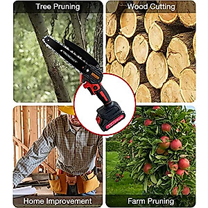 Mini Chainsaw Cordless 6-Inch with 2 Battery, YINLONGDAO Electric Compact Chain Saw with Brushless motor, Handheld Chain Saw Pruning Shears Chainsaw for Courtyard, Tree Branches, Household and Garden