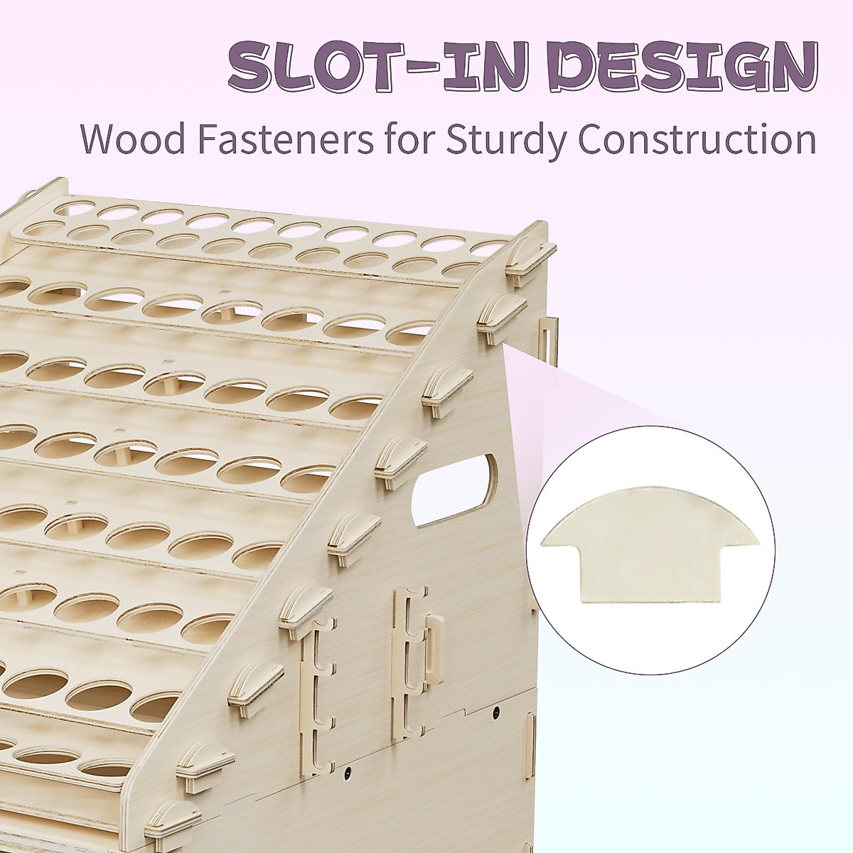 jxgzyy Wooden Paint Organizer Paint Rack with 2 Tier Open Shelves Paint Holder for 76 Paint Bottles 8 Paint Brush Craft Organizer and Storage for Art Tools Ink Bottles Miniature Paint