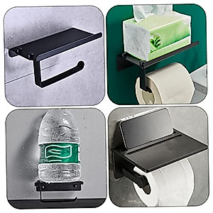 OSALADI Roll Shelf Toilet Paper Stand Toilet Paper Phone Bathroom Paper Holder Paper Towel Mount Wall Mount Clothing Rack Multi Purpose Hanger Roll Paper Rack Toilet Paper Bracket Black