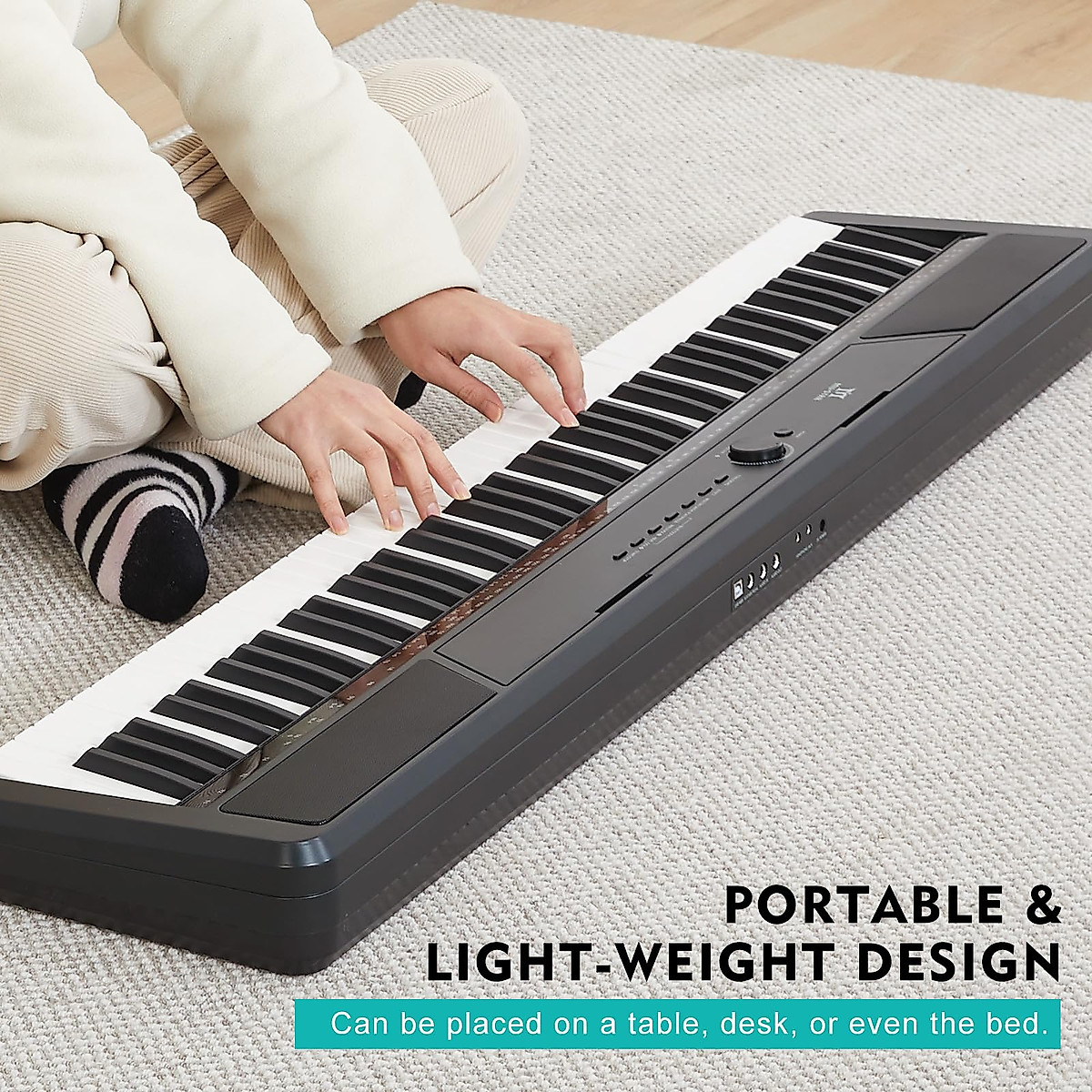 MUSTAR Digital Piano 88 Key Weighted with Stand, 88 Key Semi Weighted Keyboard Piano MEP-1100, Electric Piano Keyboard 88 Keys for Beginners, 2x25W Stereo Speakers, Case, Sustain Pedal, ABS, Black