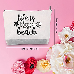 TSOTMO Beach Bag Beach Life Configuration Makeup Bag Trip Gifts Life is Better at The Beach Cosmetic Bag Gift for Beach Beach Themed Gift (Beach Life)