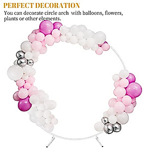 Fogein 6.6ft Round Backdrop Stand, Stable Circle Balloon Arch Frame, Metal Circle Arch Stand for Wedding Birthday Party Baby Shower Decoration(White)