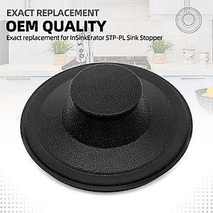 (2 Pack) Exact Replacement for InSinkErator STP-PL/STPPL Black Rubber Sink Stopper for Garbage Disposal – Compatible with Standard 3-1/2" Drains from Kohler, Waste King, Whirlpool, and More