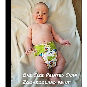 KaWaii Baby Reusable Cloth Diaper Bundle- 4 Printed Snap+8 Premium 5-Layer Diaper Inserts One Size Adjustable Newborn to Potty Trained Toddler, Lazy Fox