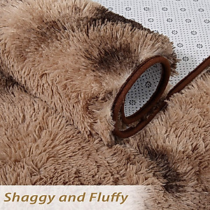 IMINROME 9x12 Fluffy Area Rugs Furry Area Rug for Living Room, Fuzzy Shag Fur Rug for Nursery Room Non-Skid Plush Throw Rug Shaggy Accent Rug for Indoor Home Floor Carpet, Coffee