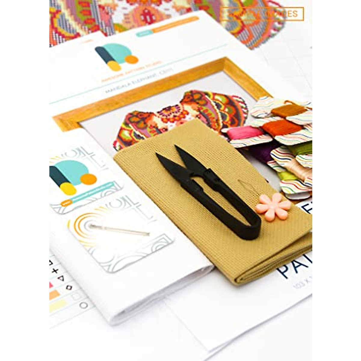 Killer Whale CS1274-1 - Counted Cross Stitch KIT#2. Set of Threads, Needles, AIDA Fabric, Needle Threader, Embroidery Clippers and Printed Color Pattern Inside.