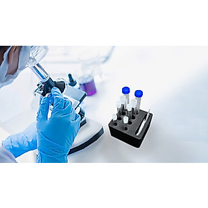 Polar Whale Personal Travel Test Tube Holder Rack Black Foam Lab Storage Organizer Compact Stand Transport Holds 8 Tubes Fits up to 11mm 13mm 15mm 17mm Diameter