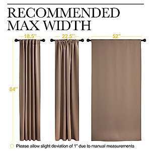 NICETOWN Blackout Curtain Panel for Living Room - (Cappuccino Color) 52 inches Wide by 84 inches Long, 2 Panels Set, Insulated Room Darkening Window Drapes