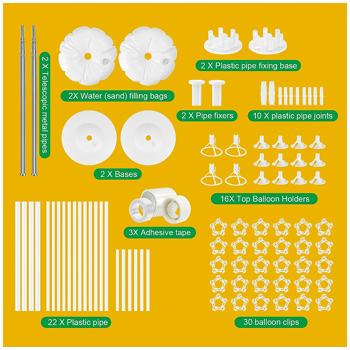 Balloon Column Stand Set of 2, 7ft Adjustable Balloon Stand kit with Base Telescopic for Floor Baby Shower Wedding Birthday Graduation Halloween Party Decorations