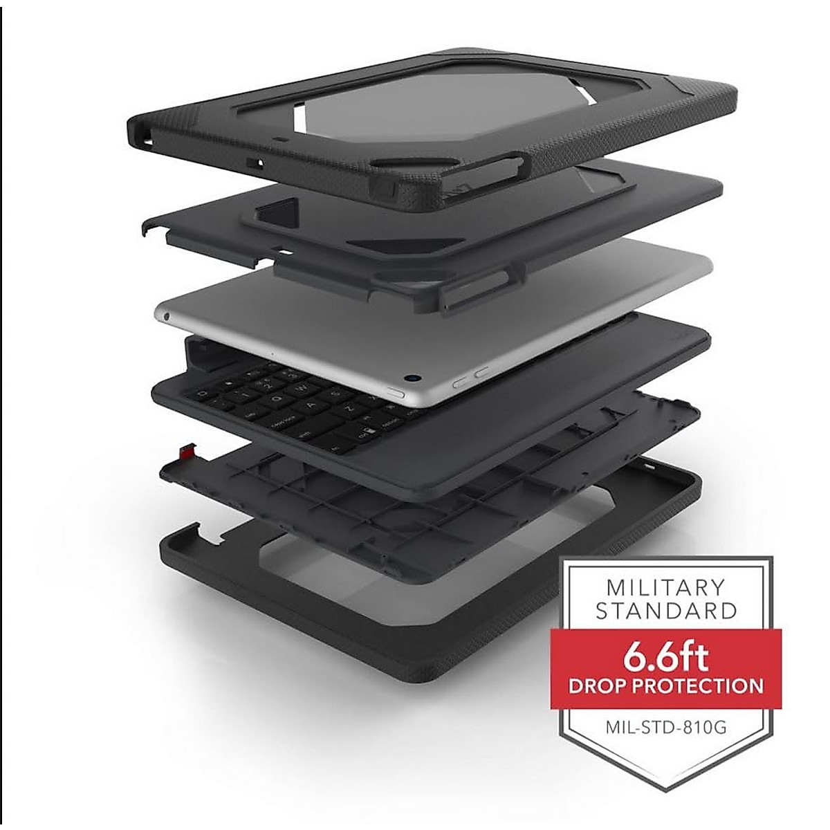 ZAGG Rugged Book Detachable Case and Magnetic-Hinged Keyboard for iPad Air, iPad Air 2, & iPad 9.7 inch, - Multi-Device Bluetooth Pairing, Backlit Keyboard - USB-C to USB-C Cable Included (Black)