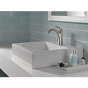 Delta Faucet Arvo Single Hole Bathroom Faucet Brushed Nickel, Single Handle Bathroom Faucet, Bathroom Sink Faucet, Drain Assembly Included, SpotShield Stainless 15840LF-SP