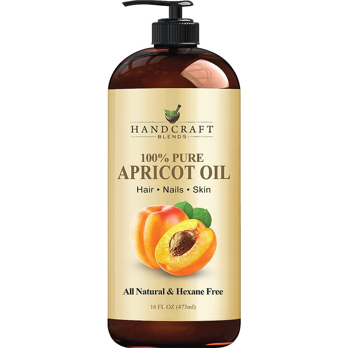 Handcraft Blends Grapeseed Oil Apricot Oil - 100% Pure and Natural - Premium Therapeutic Grade Carrier Oil for Aromatherapy, Massage, Moisturizing Skin and Hair - 16 fl. oz