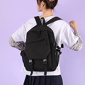 Votachin Casual Backpack Unisex Cute Macaroon Color Backpack Large Capacity Laptop Bag Backpack Suitable for Daily Commuting-Black
