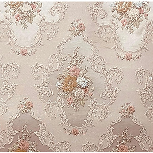 Decora Furnishings Luxurious Woven Jacquard Victorian Floral Damask Design Heavy Fabric for Upholstery Chair Window Treatment Craft - Renaissance Rococo - 54" Width - Fabric by The Yard (Peach)