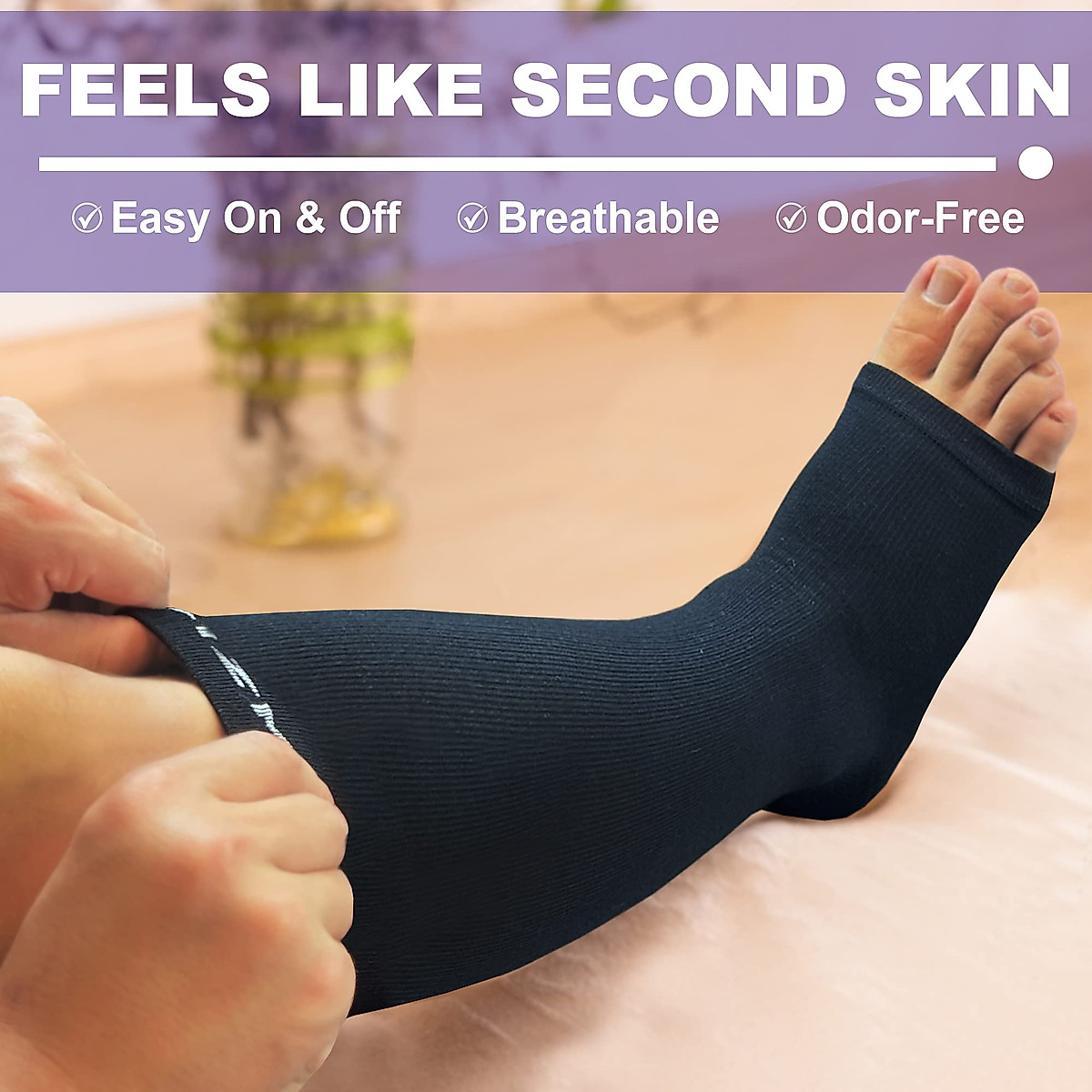 NEWZILL Compression Socks for Women & Men Circulation 20mmHg, Graduated Open Toe, Cotton Compression Socks for Nurses Gray