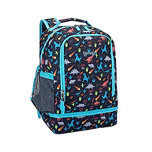 Bentgo 2-in-1 Backpack & Insulated Lunch Bag Set With Kids Prints Lunch Box and 4 Reusable Ice Packs (Dinosaur)
