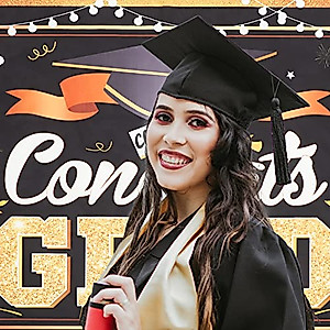 Didiseaon Graduation Backdrops for Photography 2023 Graduation Porch Sign Graduation Party Banner 2023 Graduation Backdrop Party Backdrop Curtain Gold Decor Prom Graduation Season Polyester