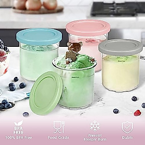 Containers Replacement for Ninja Creami Pints and Lids, Ice Cream Storage Containers Compatible with NC301 NC300 NC299AMZ Series Ice Cream Maker, BPA Free Dishwasher Safe Airtight & Leak-Proof (4 Pack)