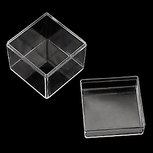 MUKLEI 45 Pack Plastic Square Cube, 2 × 2 × 2 Inches Clear Candy Cubes with Separate Lid, Mini Clear Container for Cosmetics, Bead, Makeup, Jewelry, Candy, Party Favor