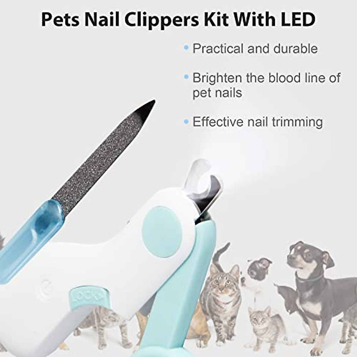 Ameami Cat Nail Clippers & Trimmers with LED Lights and Safety Guards for Pet Claw Care Grooming and Avoid Over Cutting - Professional Pet Nail Trimmers Tool for Dogs Cats Rabbits Bird Puppy Kitten
