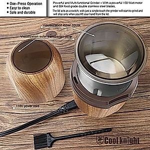 COOL KNIGHT Herb Grinder Electric Spice Grinder [Large Capacity/High Rotating Speed /Electric]--Electric Grinder for Spices and Herbs (Wood grain 2)
