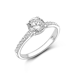 CZ Engagement Rings for Women, Round Solitaire Vintage Wedding Rings for Women, Bridal Sets US Size 5-9 Halo Promise Rings for Her (6)