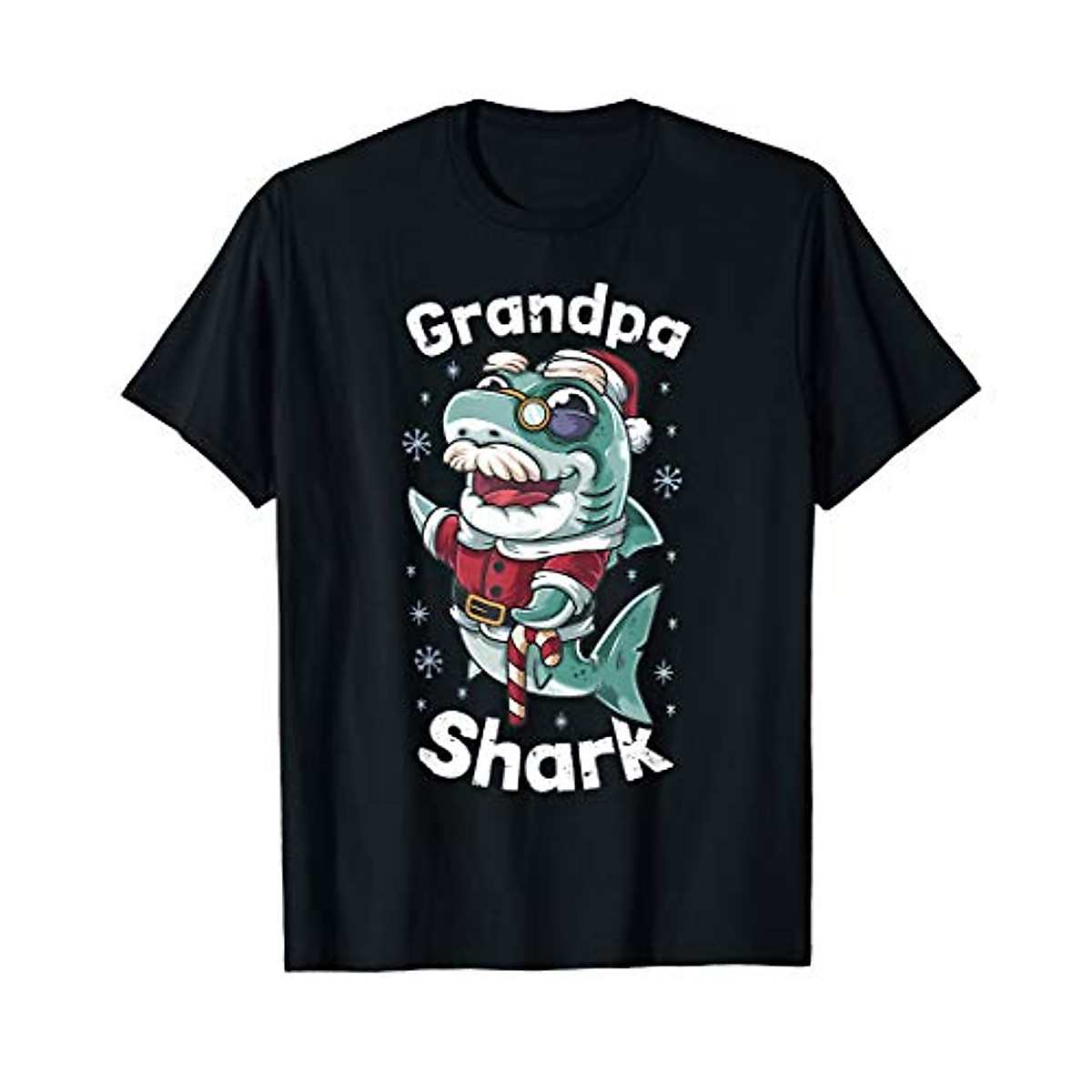 Matching Grandpa Shark Christmas Stocking Stuffer Gift Men T-Shirt
