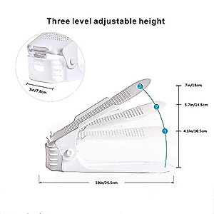 GYFHMY Shoe Slots Organizer, 10pcs Space-Saving Adjustable Double-Layer Closet Storage Cabinet, White Household Shelf, for Living Room Dormitory Hotel