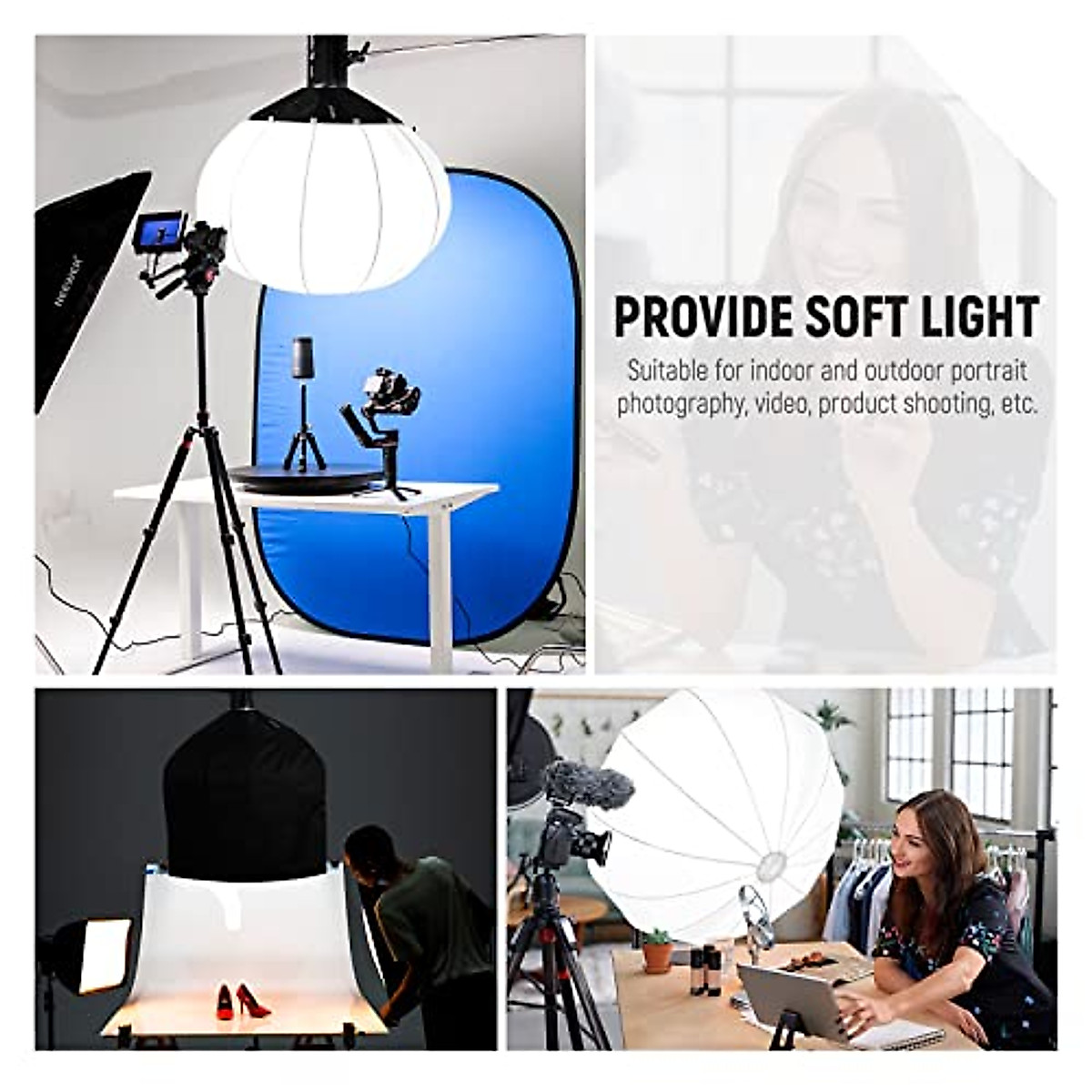 NEEWER Lantern Softbox Diffuser, 34"/85cm Omnidirectional Quick Release Soft Light Modifier with Skirt & Carrying Bag, Compatible with NEEWER CB100 CB150 CB60 RGB and Other Bowens Mount Lights