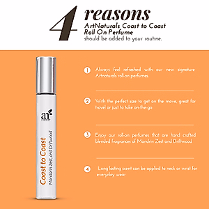 Artnaturals Coast to Coast - Roll On Perfume - Rollerball Fragrance - Mandarin Zest & Driftwood Scent - .33 oz