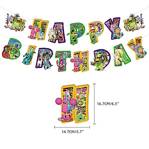 Monsters Birthday Party Decoration Singing Party Supplies Include HAPPY BIRTHDAY Banner Balloons Cake Topper Cupcake Toppers Monsters Party Decoration