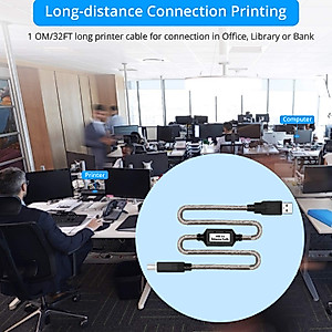LDKCOK Active USB 2.0 Printer Cable 50ft - A-Male to B-Male High Speed Printer/Scanner/Repeater Cable for HP, Canon, Lexmark, Epson, Dell, Samsung etc (50FT/15M)