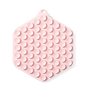 Caflower Lick Mat for Dogs,Cats Lick Mat with Strong Suction Cups,Food Grade Silicone Mat with Spatula，Dog Lick Mat Reduce Dog&Cats Anxiety and Boredom (Pink, Hexagonal)