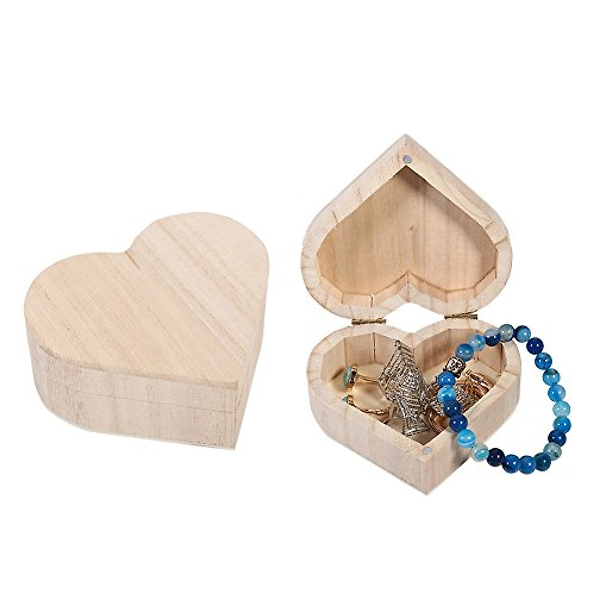 Yosoo Handcrafted Wooden Storage Box Heart Shaped Jewelry Box Container Organizer Portable