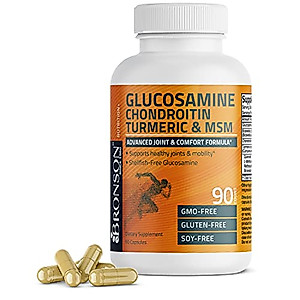 Bronson Glucosamine Chondroitin Turmeric & MSM Advanced Joint & Cartilage Formula, Supports Healthy Joints, Mobility & Cartilage - Non-GMO, 90 Capsules